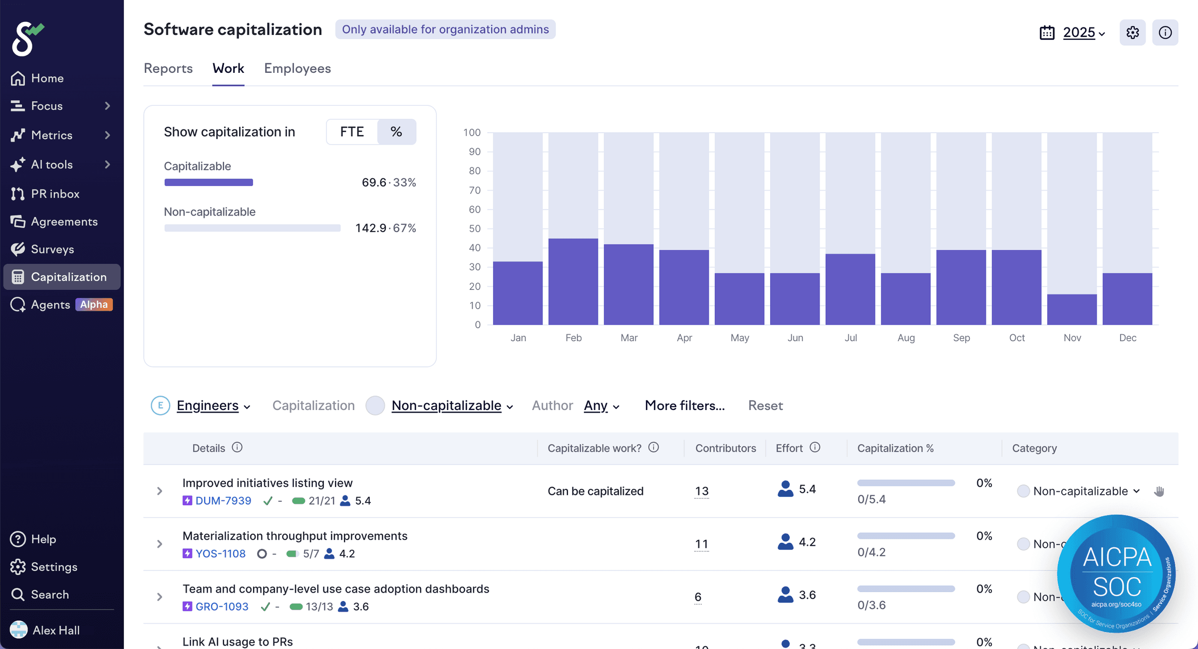 Flexible software cost capitalization reporting | Swarmia
